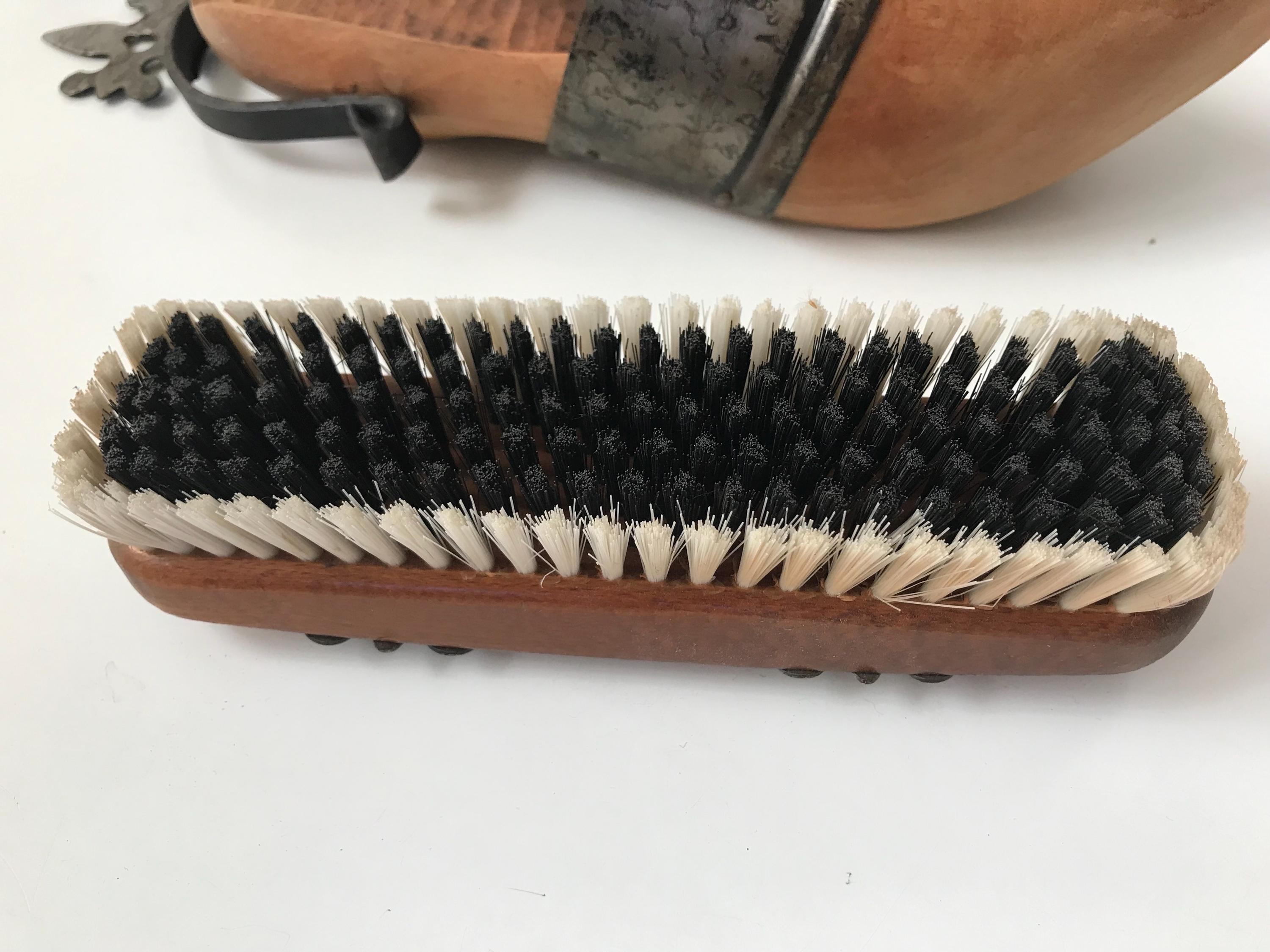 Vintage Danish Wooden Shoe and Brush, Men's Shoe Shine, Wall Mount ...