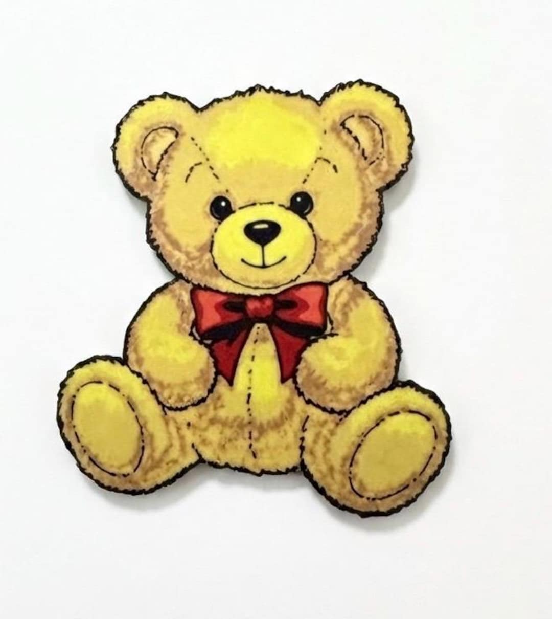 Golden Yellow Teddy Bear Magnet | Red Bowtie Bear - Etsy