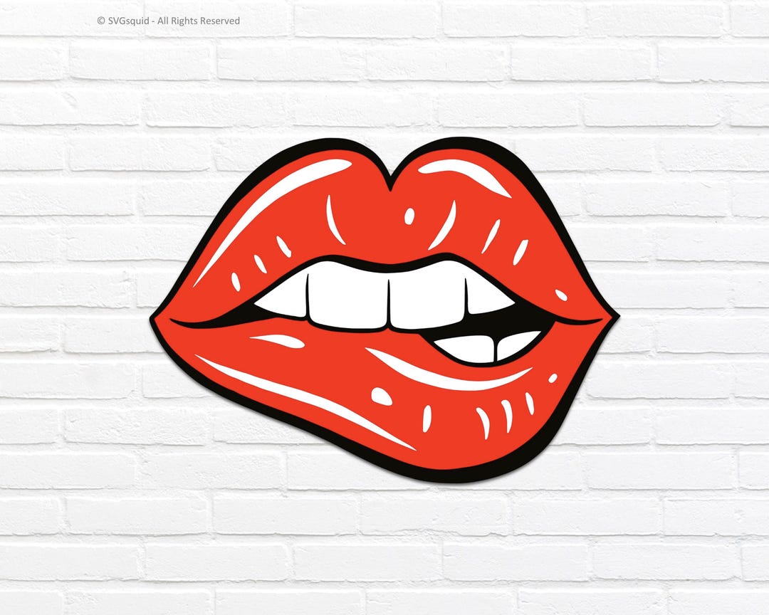 Biting Lips SVG Design: Cricut & Silhouette Cut File (digital Download ...
