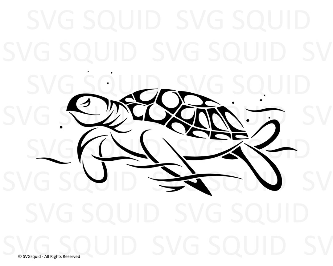 Tribal Sea Turtle SVG Design: Marine Life Cut File (digital Download ...