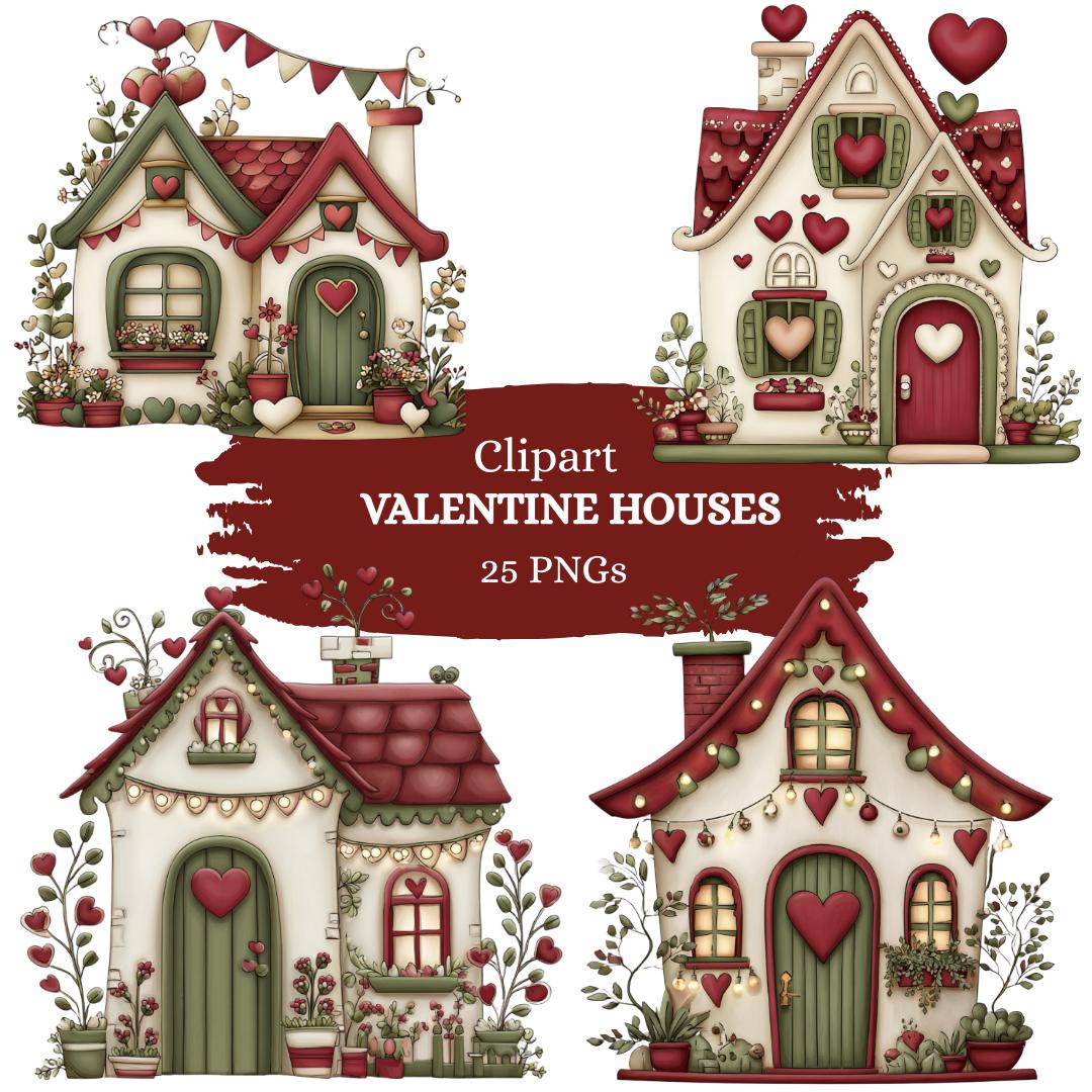 Whimsical Valentine House Clipart, Digital Download 24 Pngs - Etsy