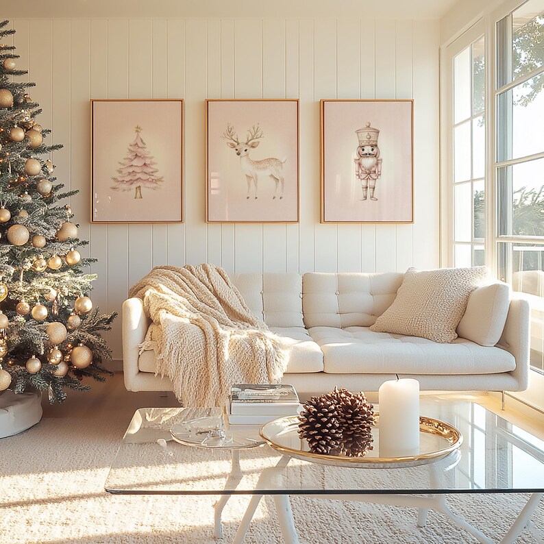 Set di decorazioni natalizie rosa da parete: stampe di Schiaccianoci ...