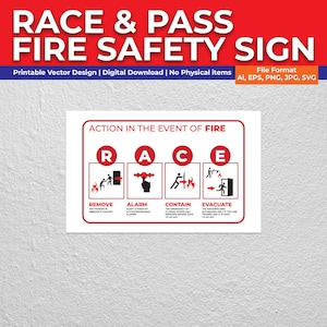RACE & PASS Fire Safety Sign: Workplace Emergency Instructions (digital ...