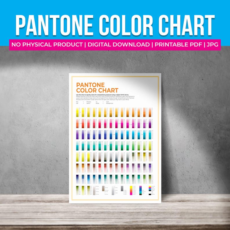 Pantone Color Chart Printable: CMYK Reference Guide (PDF, JPG) - Etsy