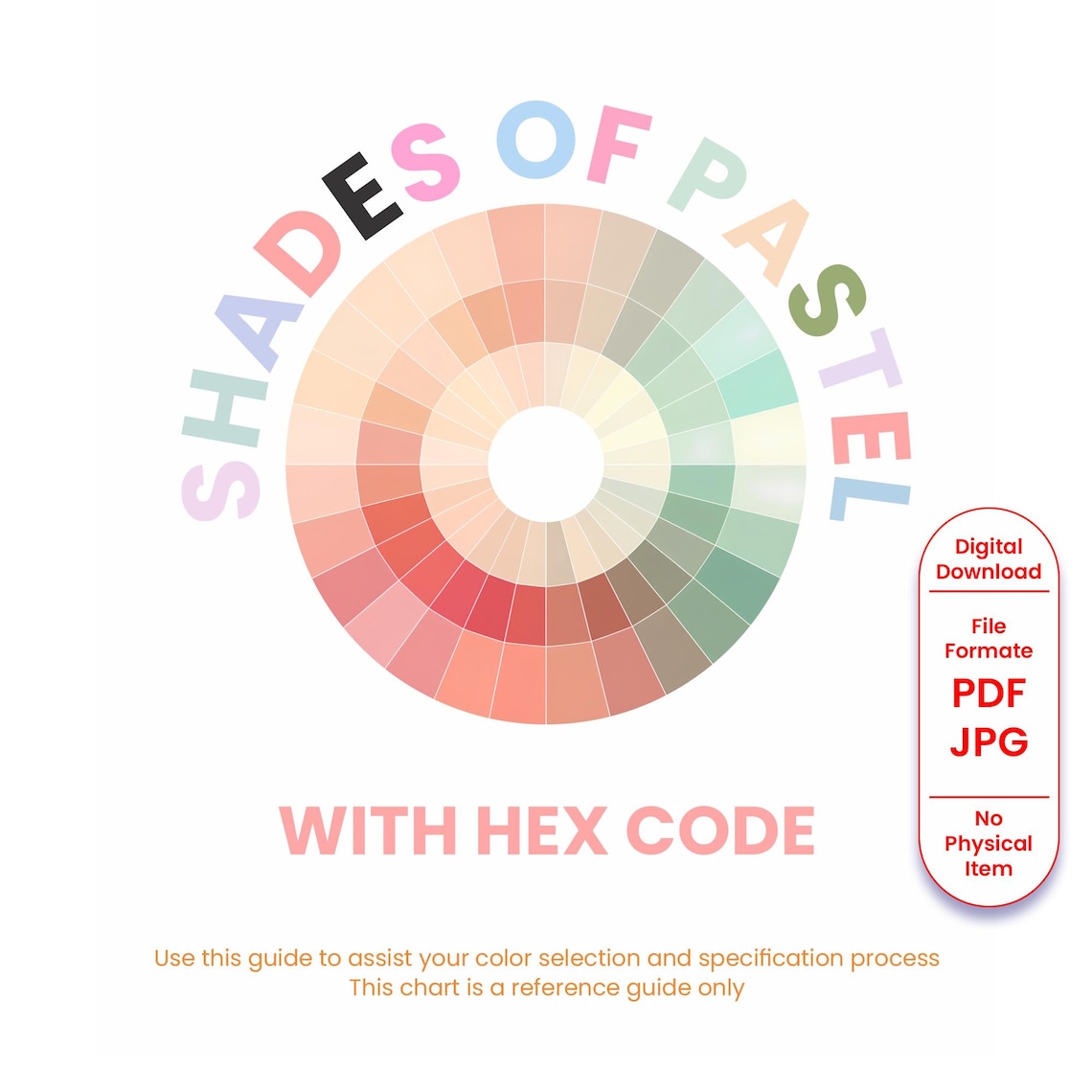 Shades of Pastel Color Palette With Hex Codes | Printable Digital Color ...