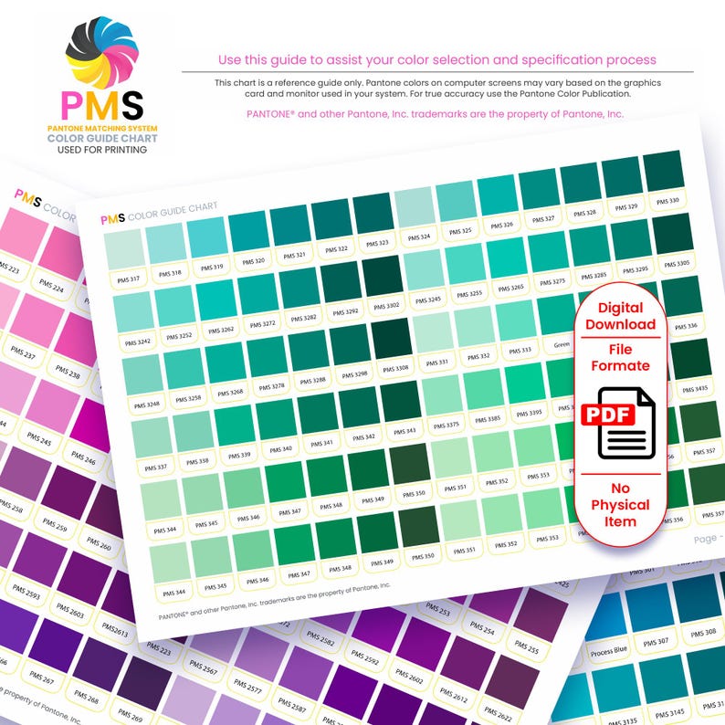 Pantone Color Guide Chart: PMS Color Matching System (printable PDF) - Etsy