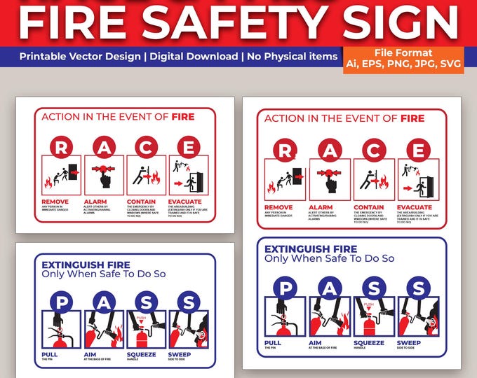 Fire Safety Poster With FREE Printable Race/pass ID Card/badge Design ...