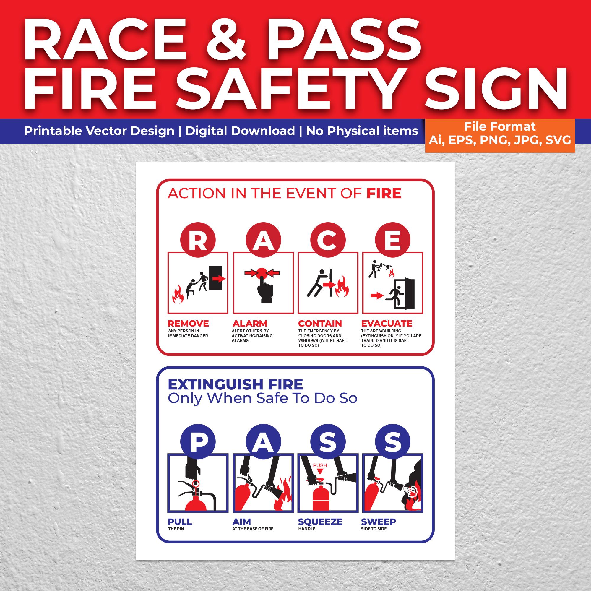 RACE & PASS Fire Safety Sign: Workplace Emergency Instructions (digital ...