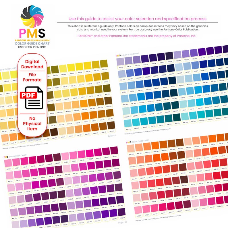 Pantone Color Guide Chart | PMS Color Matching System | Printable PDF ...