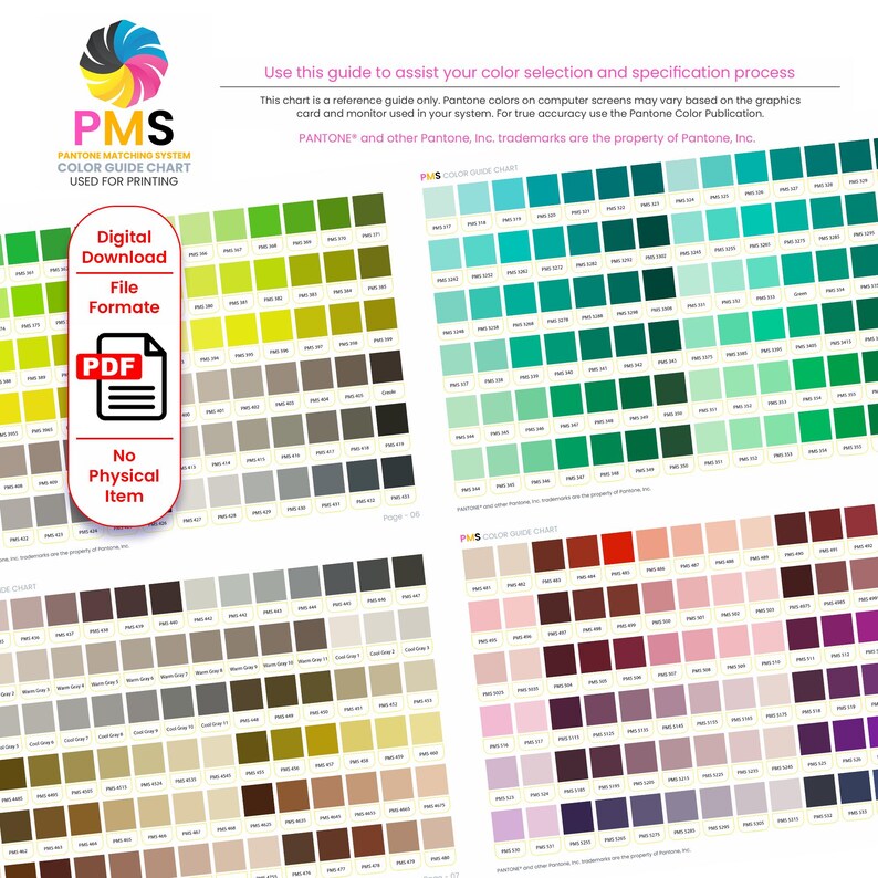 Pantone Color Guide Chart | PMS Color Matching System | Printable PDF ...