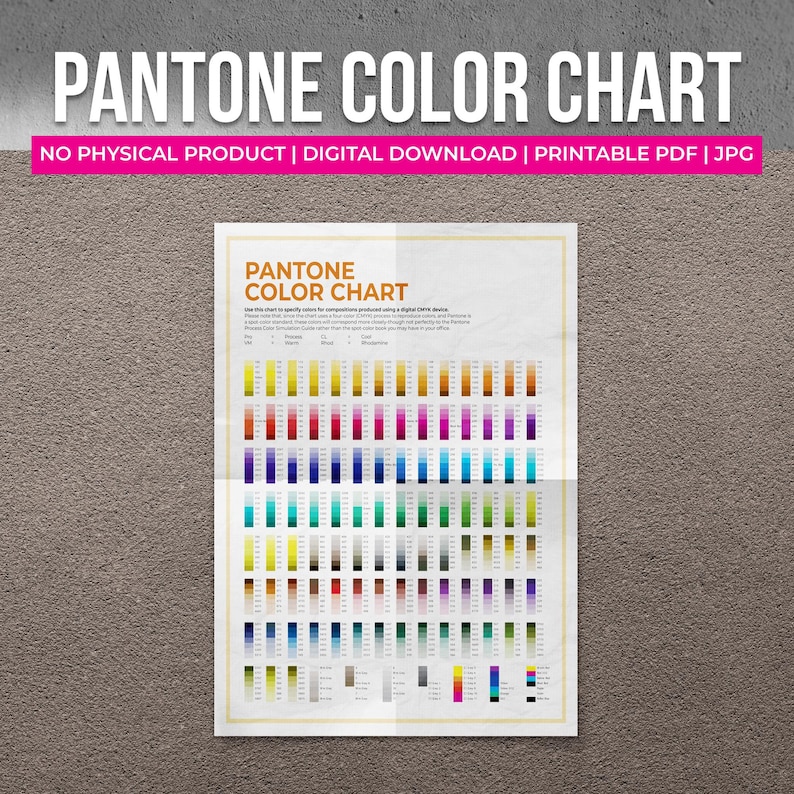 Pantone Color Chart Printable: CMYK Reference Guide (PDF, JPG) - Etsy