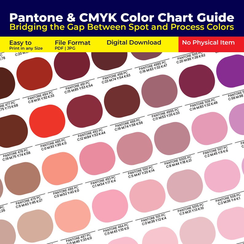 Pantone CMYK Color Chart Guide: Designer Color Matching (digital ...
