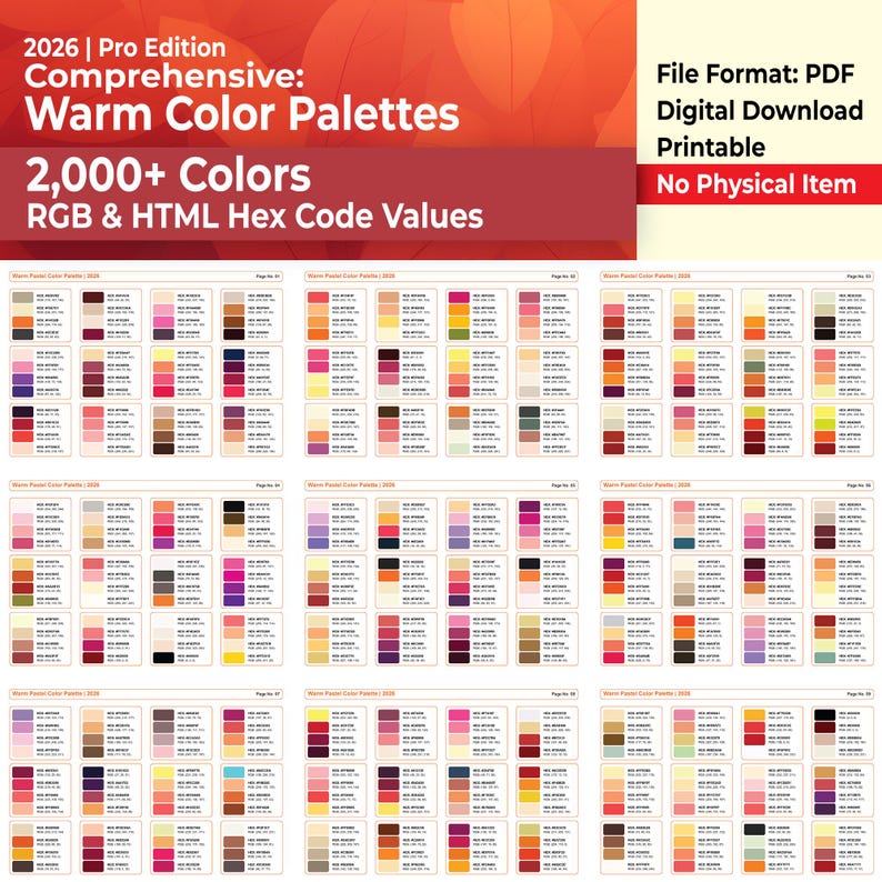 2000 Warm Color Palette Book | Autumn Earthy Terracotta HEX RGB ...