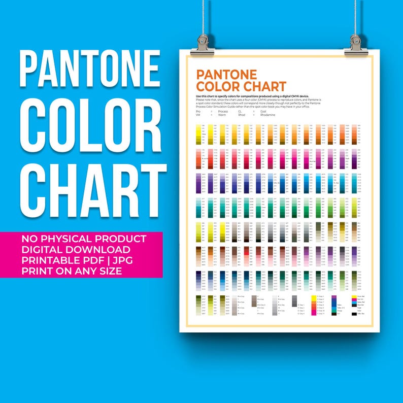 Pantone Color Chart Printable: CMYK Reference Guide (PDF, JPG) - Etsy