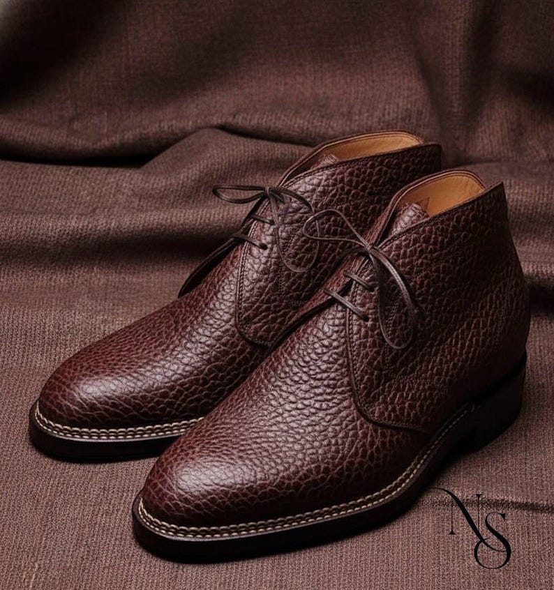 Handmade Rustic Grained Leather Lace-up Men Boots - Etsy