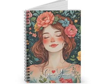 Motivational Floral Boho Spiral Notebook, Gratitude Journal, Self-care ...