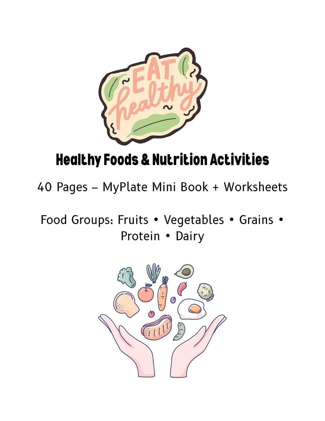 Healthy Foods Nutrition Activities + Myplate Mini Book • Food Groups ...
