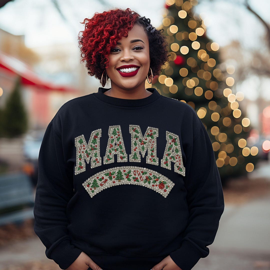 MAMA Bougee Christmas Sparkle Sweatshirt, Bling Momma Xmas Party ...