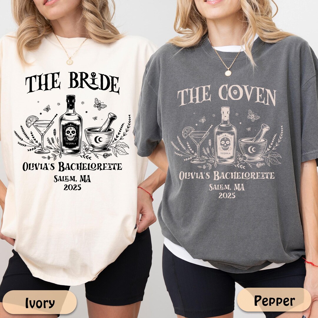 Custom Witch Coven Bachelorette Shirts: Spooky Gothic Halloween Bach ...