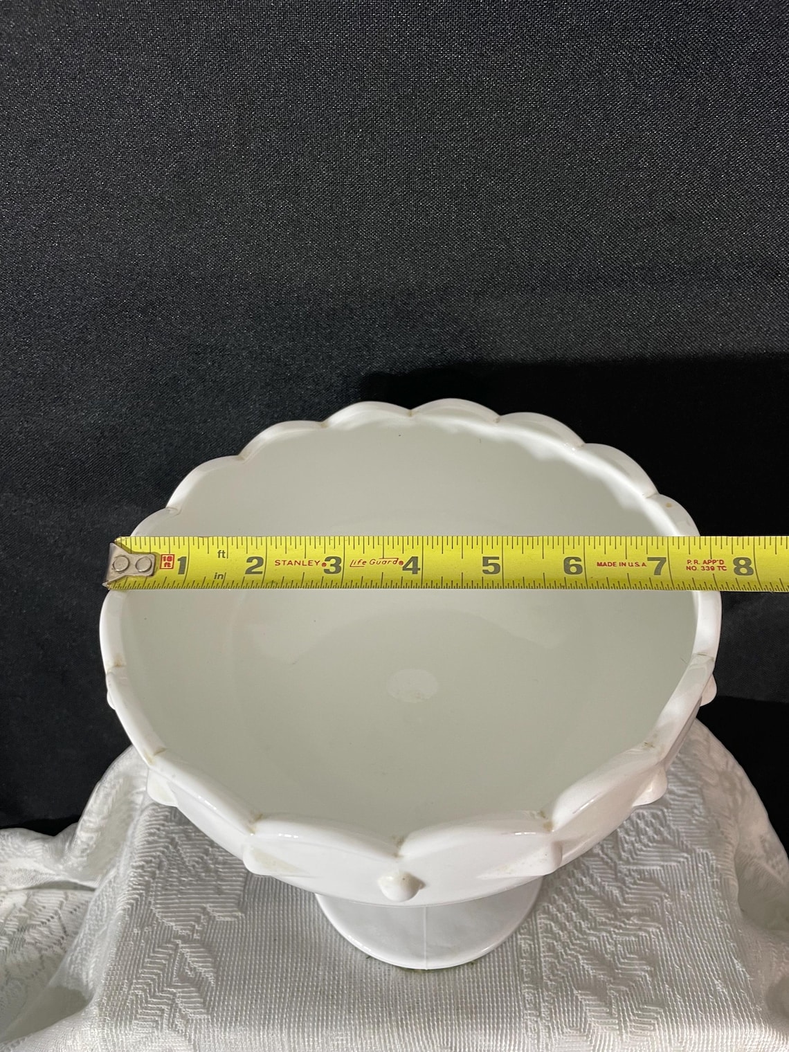 Vintage Indiana Glass White Milk Glass Teardrop Pattern Pedestal Bowl ...