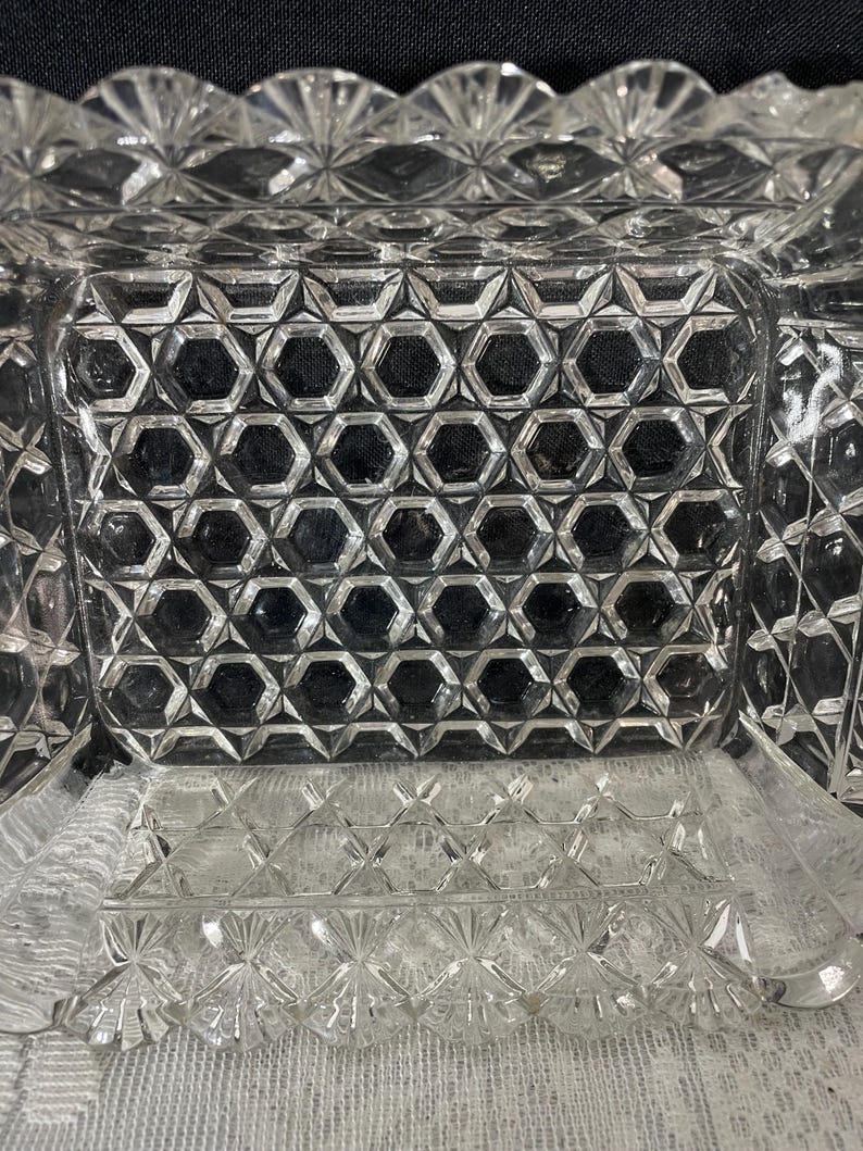 Vintage Manganese Early American Pattern Glass Rectangular Dish Deep ...