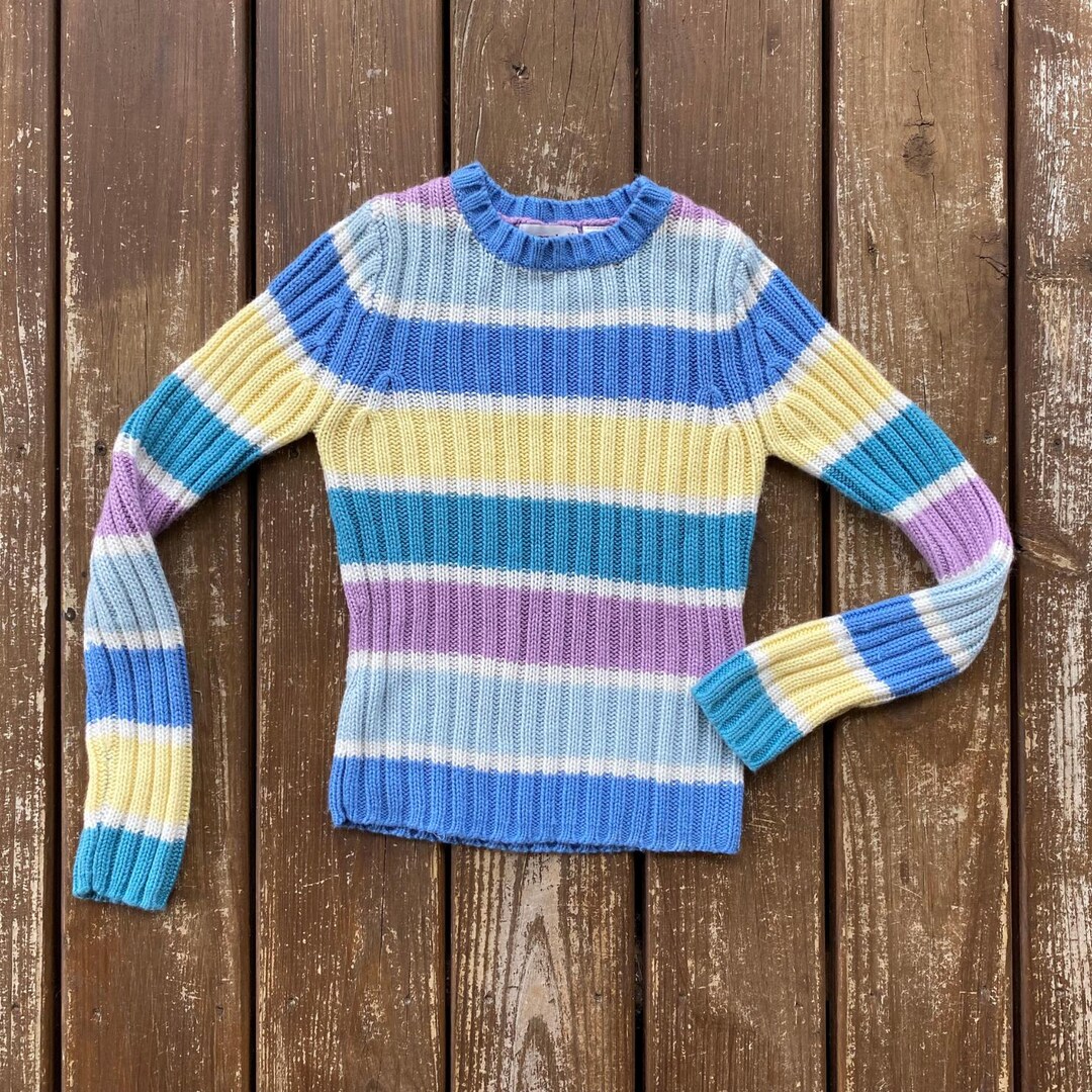 Vintage Energie 90s Pastel Stripes Sweater | Boho Shirt | Nineties ...