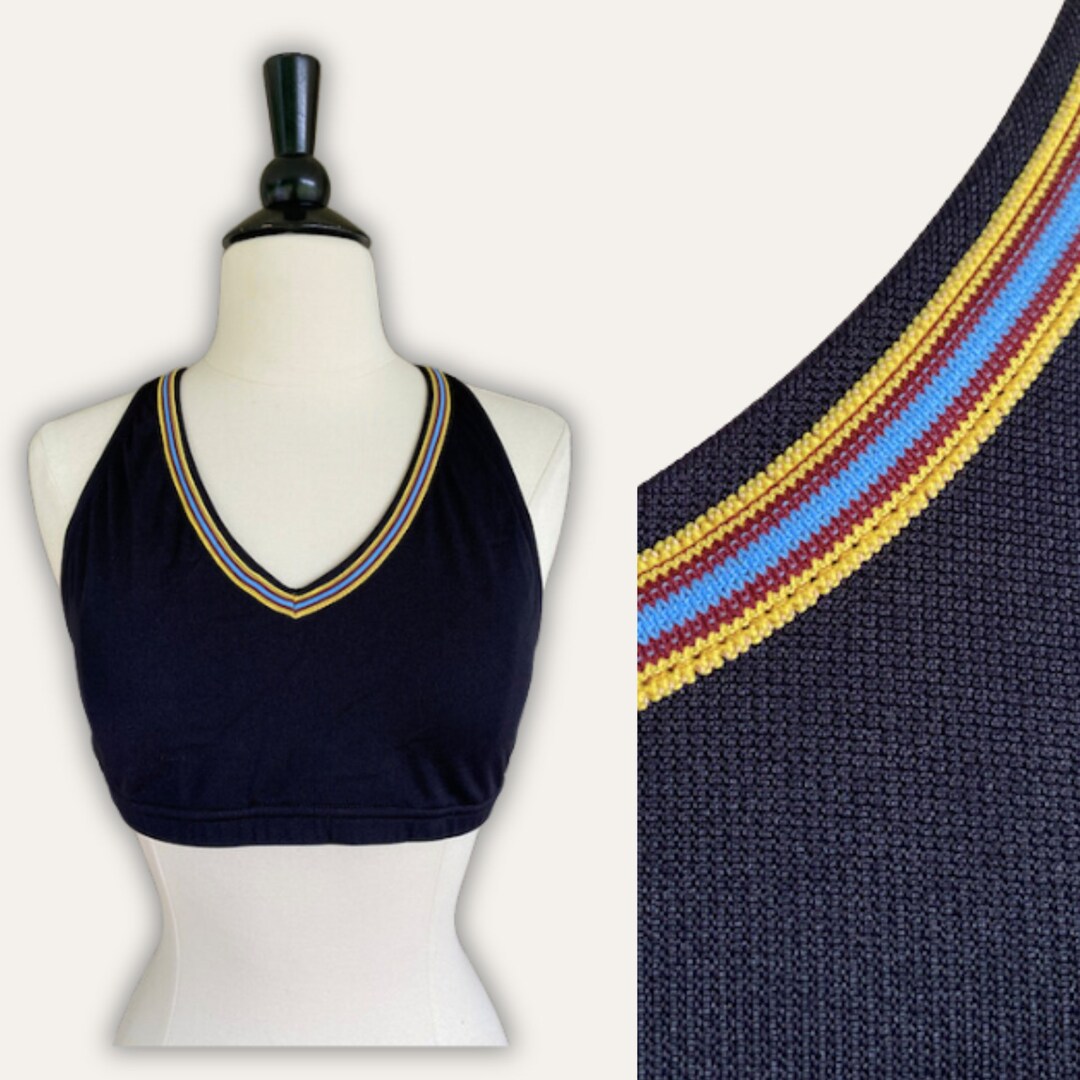 Vintage 90s Sports Bra Top | Retro Stripes Sport Bra | Cupless Bra ...