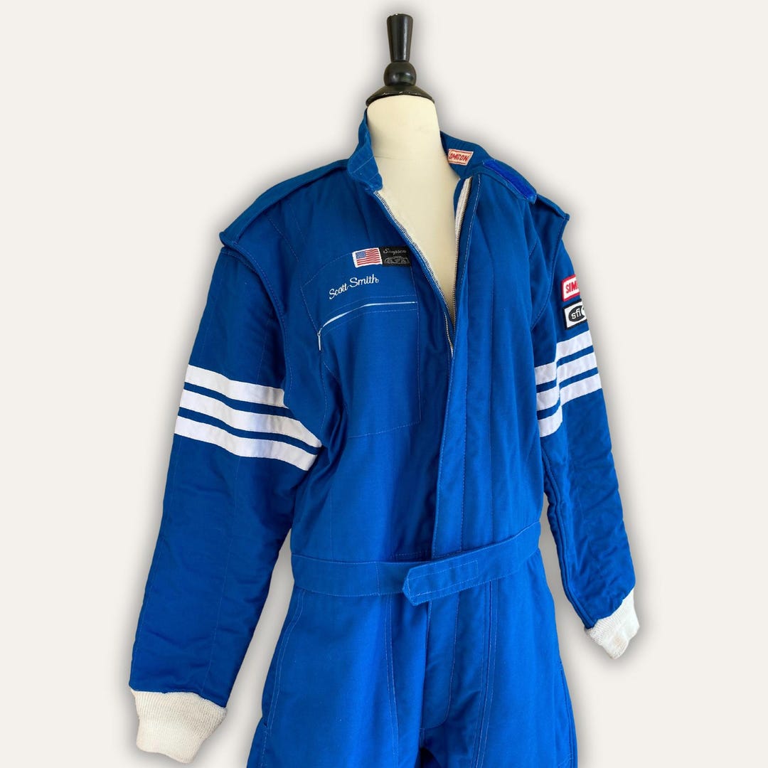 Vintage Men's Simpson Racing Suit | Royal Blue Car Racing Coveralls ...