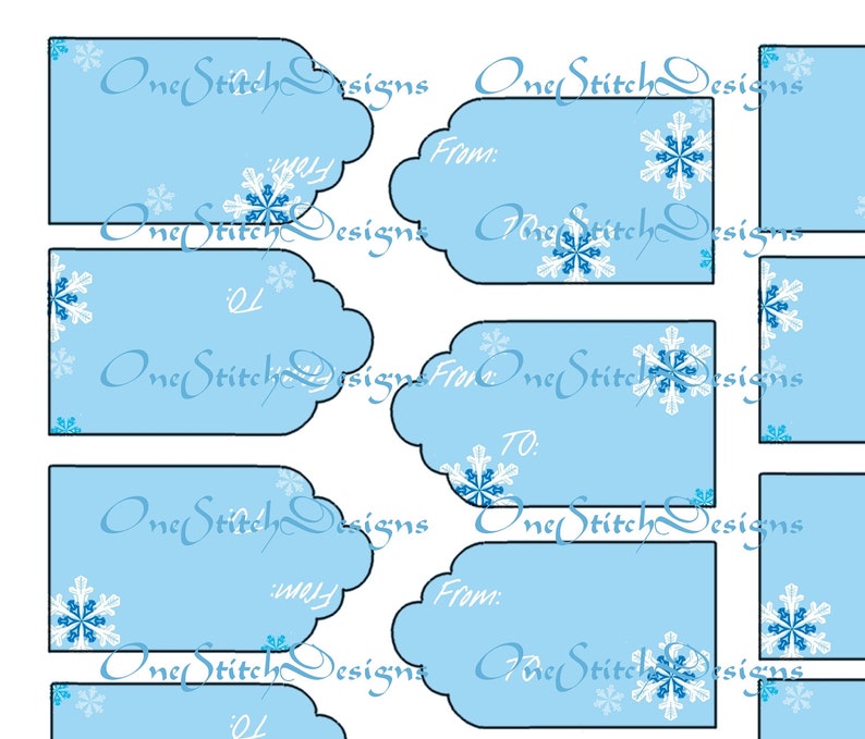 Christmas Printable Gift Tags Blue Snowflakes Christmas Gift - Etsy