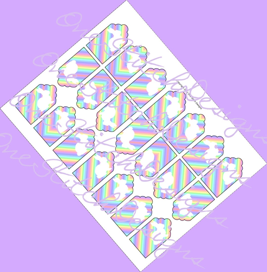 Printable Gift Tags Easter Bunny Pastel Stripes White Rabbit Holiday ...