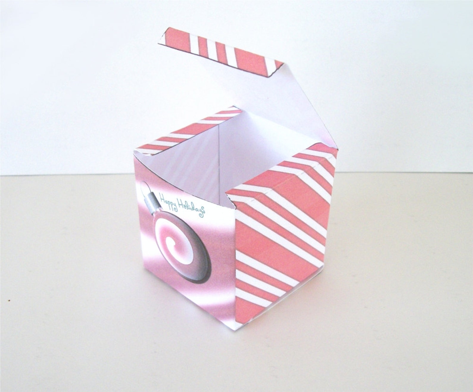 DIY Christmas Gift Box Printable Cube Favor Boxes Cristmas Ball Green ...