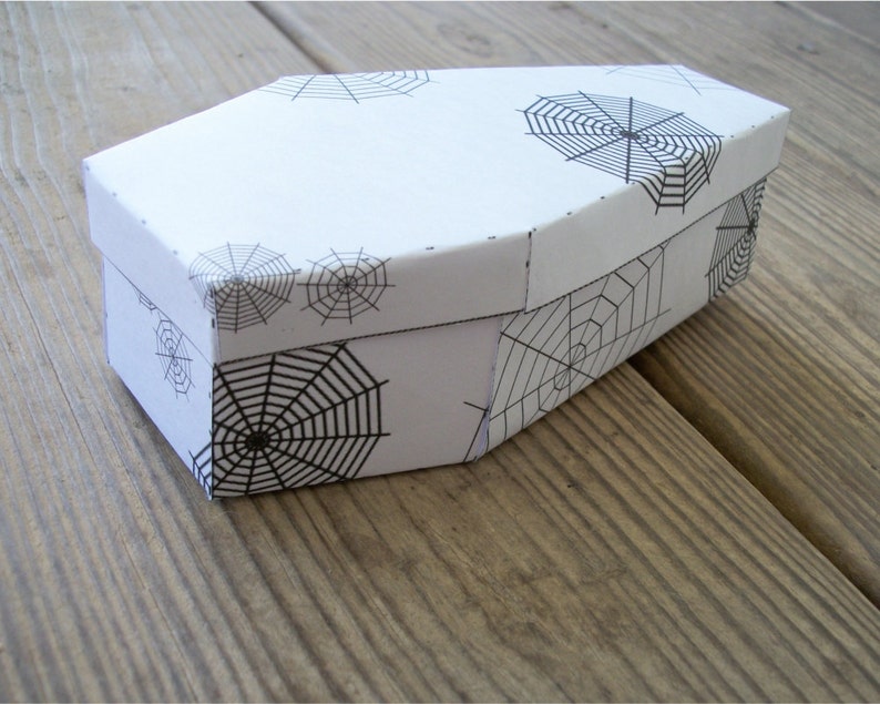 Large Coffin Box Printable Halloween Favor Box Spiderwebs RIP Goth ...