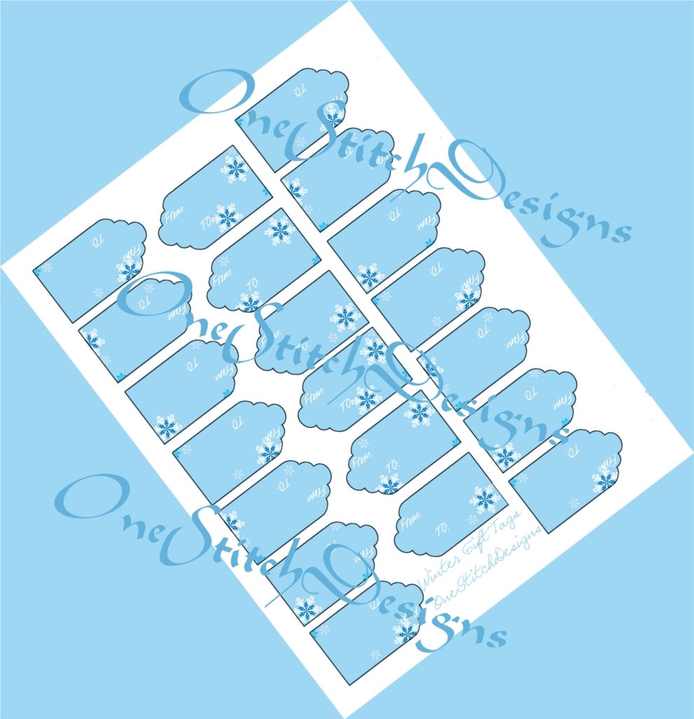Christmas Printable Gift Tags Blue Snowflakes Christmas Gift - Etsy