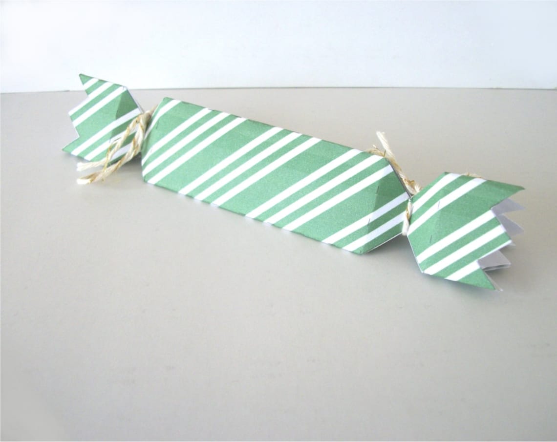Printable Christmas cracker Shape Gift Box Favor Boxes Green Spearmint ...