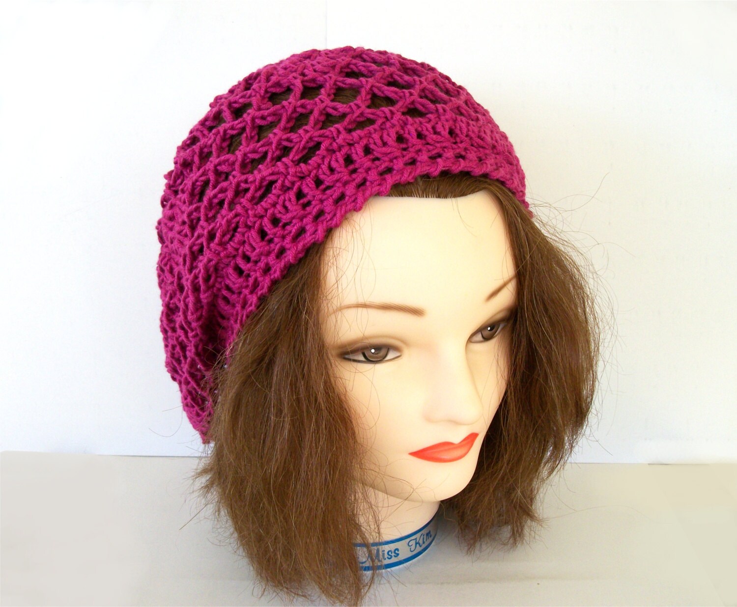 Crochet Pattern: Fishnet Lace Slouch Hat Diamonds and Flower Instant ...