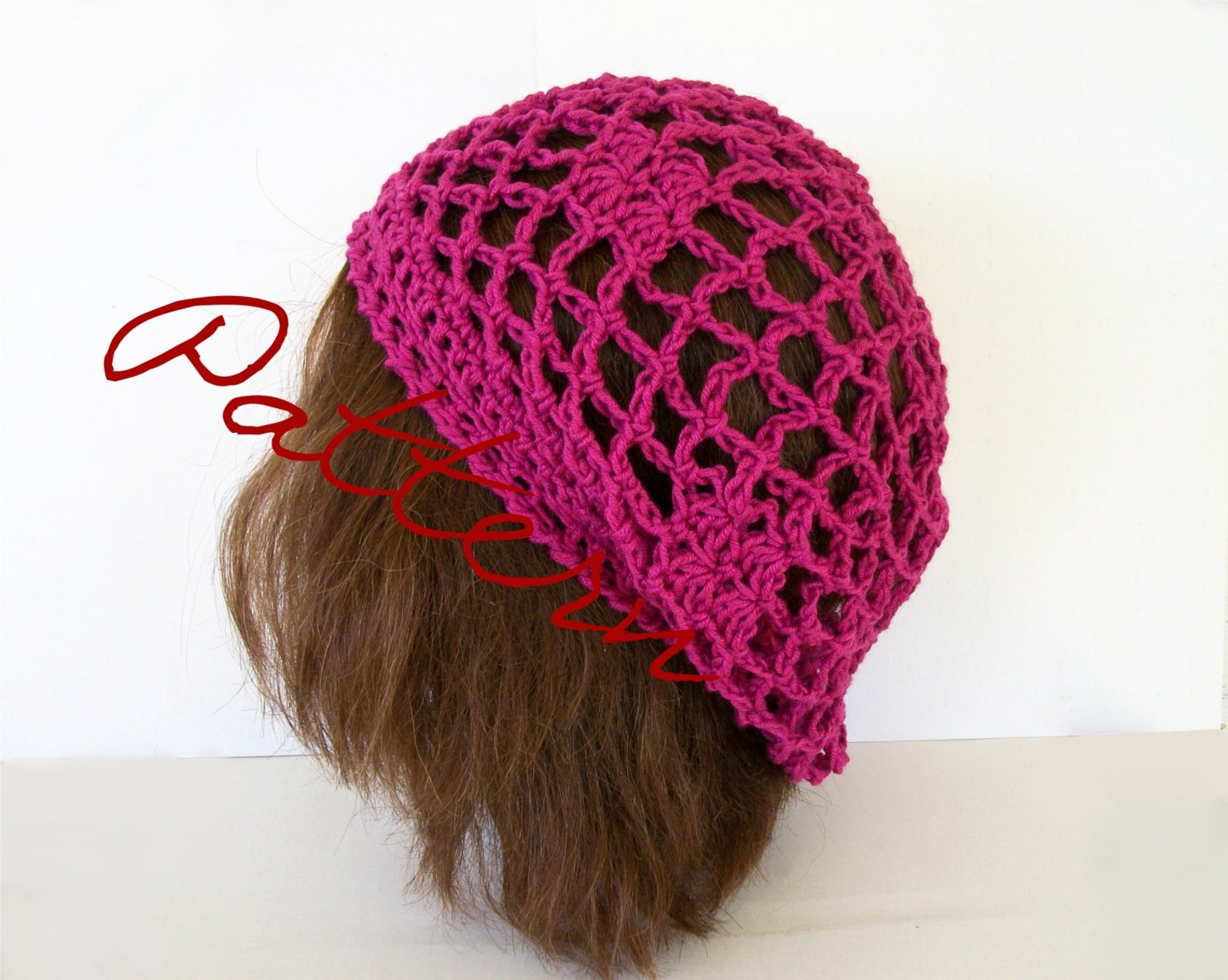 Crochet Pattern: Fishnet Lace Slouch Hat Diamonds and Flower Instant ...