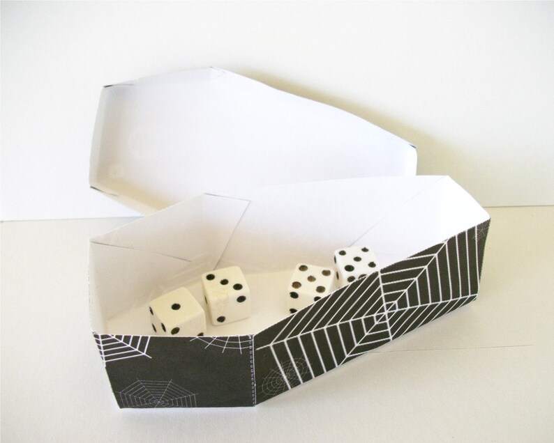 Large Coffin Box Printable Halloween Favor Spiderwebs RIP Goth ...