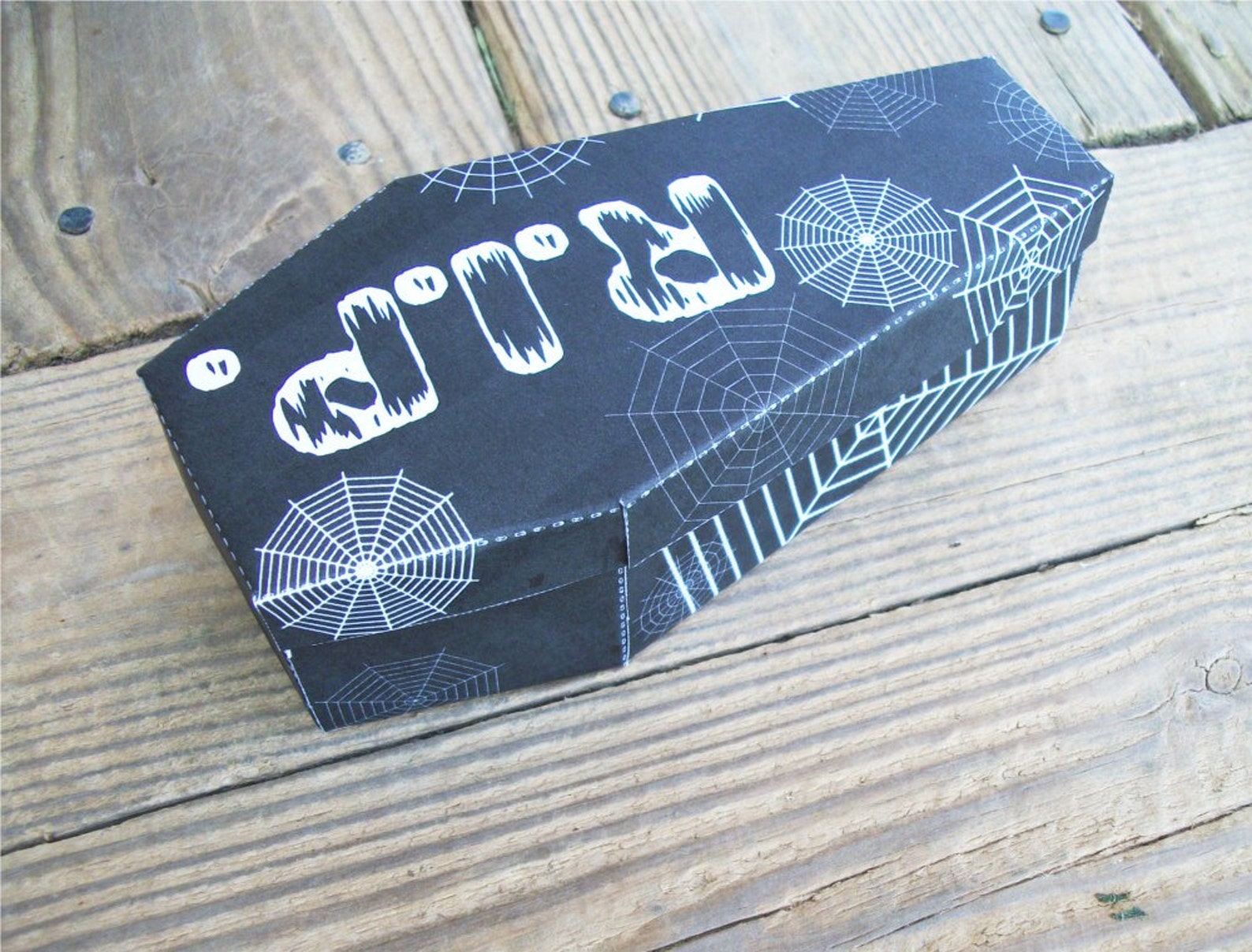 Large Coffin Box Printable Halloween Favor Spiderwebs RIP Goth ...