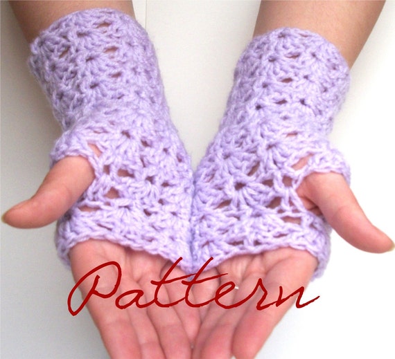 PDF Gloves Crochet Pattern Lace Shell Fingerless Gloves | Etsy