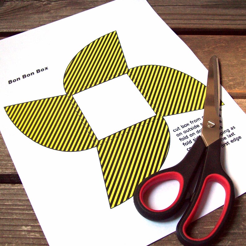 Printable Party Favor Box Warning Black and Yellow Stripe Gift Box Bon ...
