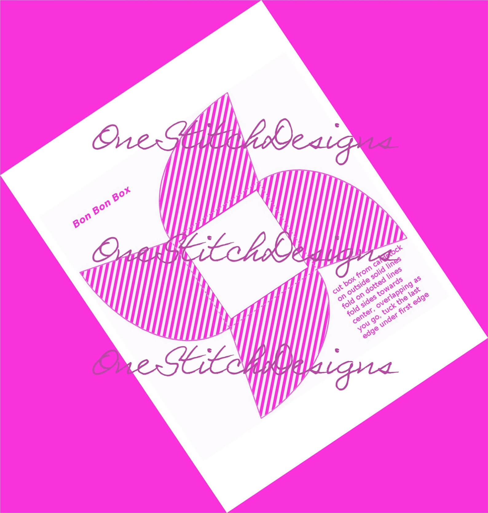 Hot Pink Stripes Printable Party Favor Box Striped Gift Box Bon Bon ...