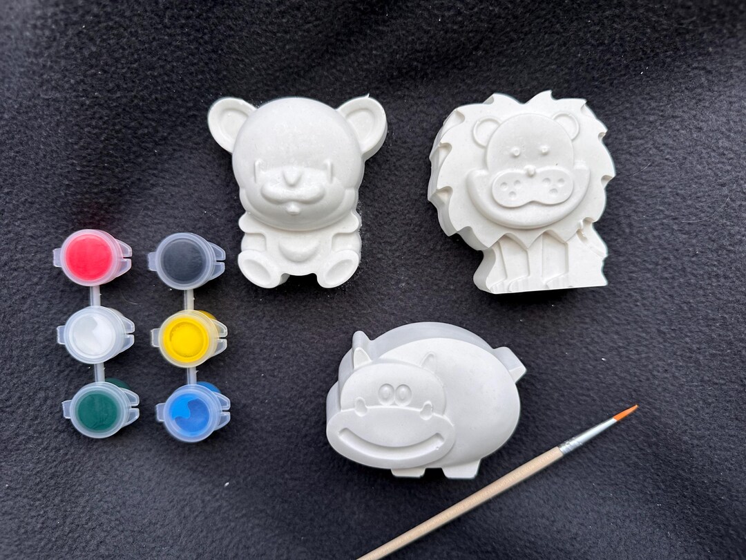 Safari Animals Plaster Painting Kit: Lion, Hippo, Bear Figures - Etsy