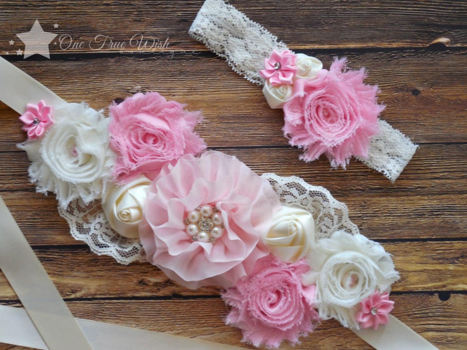 Maternity Sash Baby Girl Baby Bump Belt Pink and Ivory - Etsy