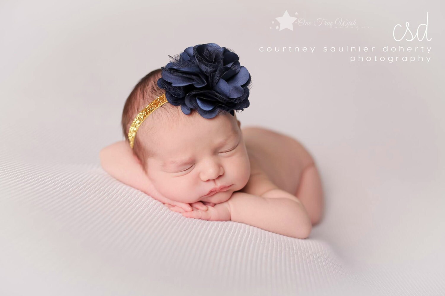 Navy and gold baby elastic headband gold glitter baby | Etsy