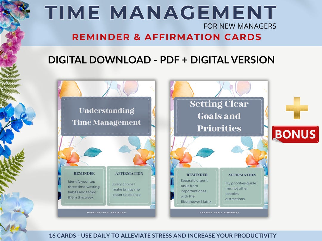Time Management Affirmation Cards for New Managers (printable PDF ...