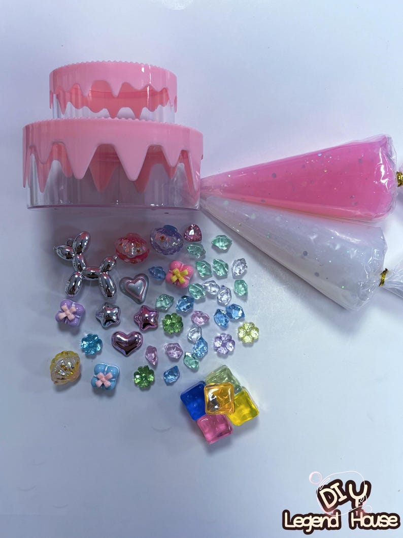 Decoden Cream Glue and Resin Charms Storage Box Kit, Cake Shape With ...