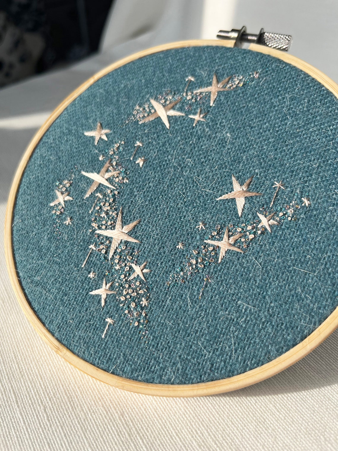 Hand Embroidered Stars in the Sky Framed - Etsy