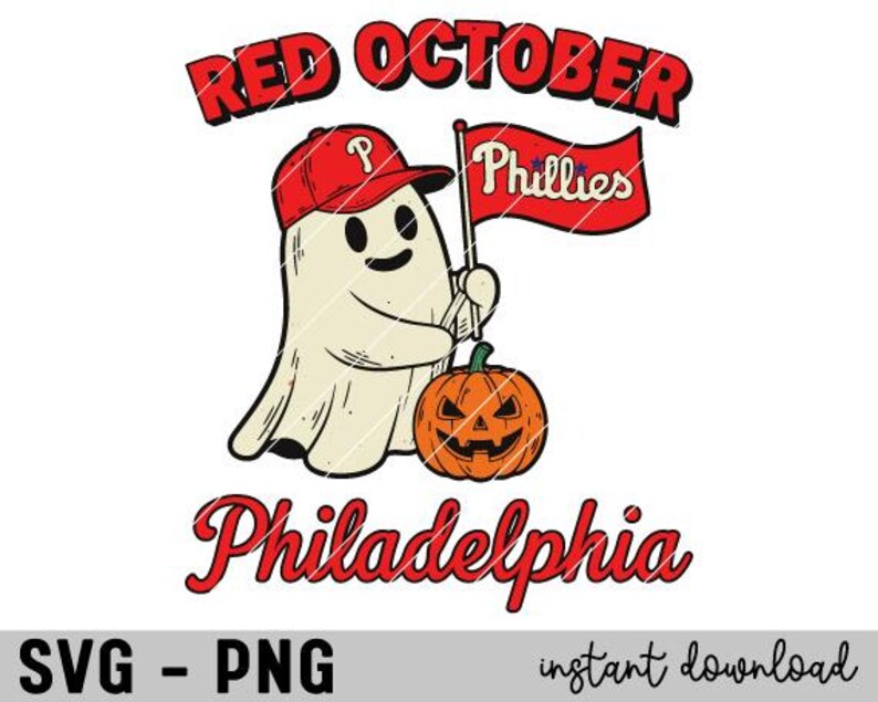 Red October Philadelphia Phillies SVG PNG Baseball Ghost Halloween Team ...