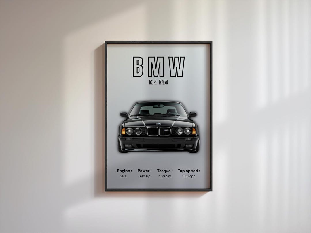 BMW M5 E34 Poster | Automotive Wall Art Print | Car Enthusiast Gift - Etsy