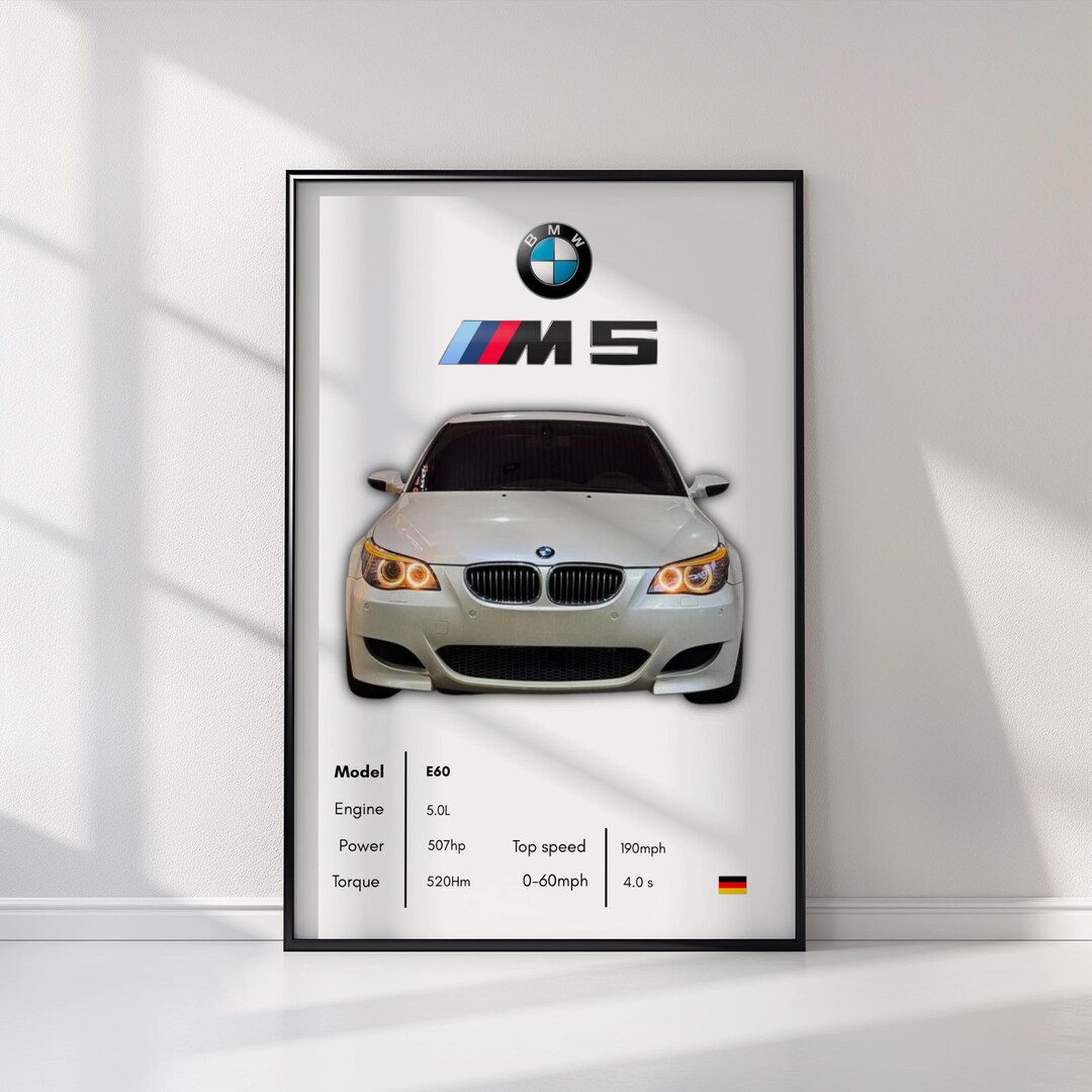 BMW M5 E60 Car Poster Digital | Size A4 | Wall Art Print | Wall Decor ...